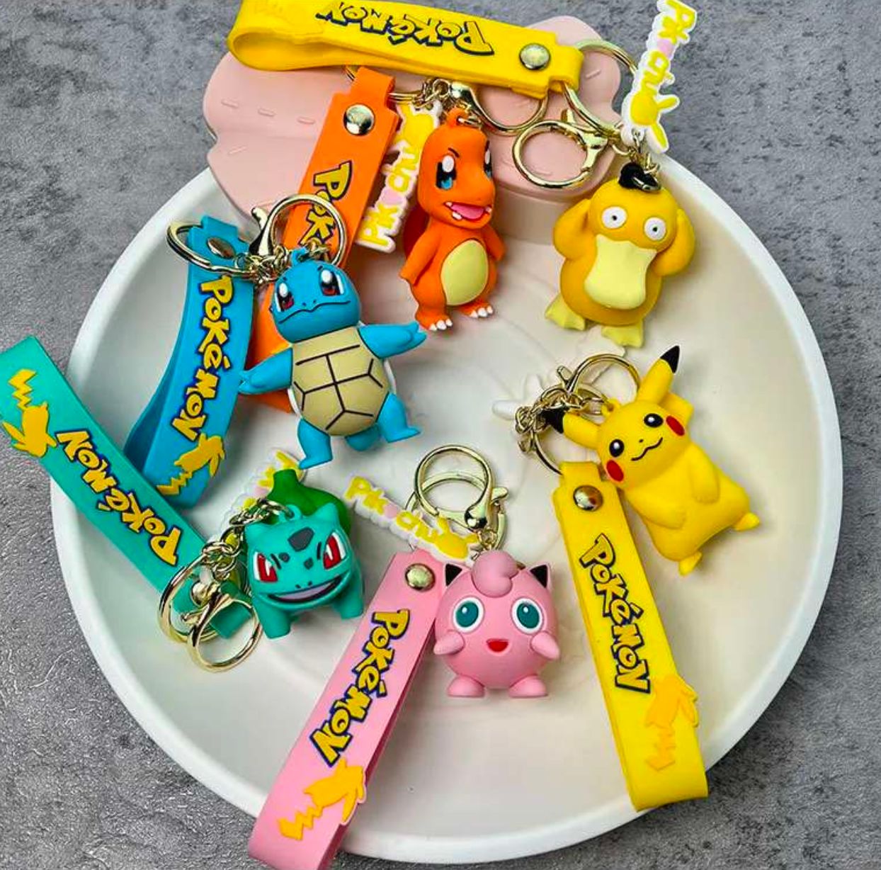 Pokimon Family mix design rubber keychain pack of 3 (eff price 40 ...